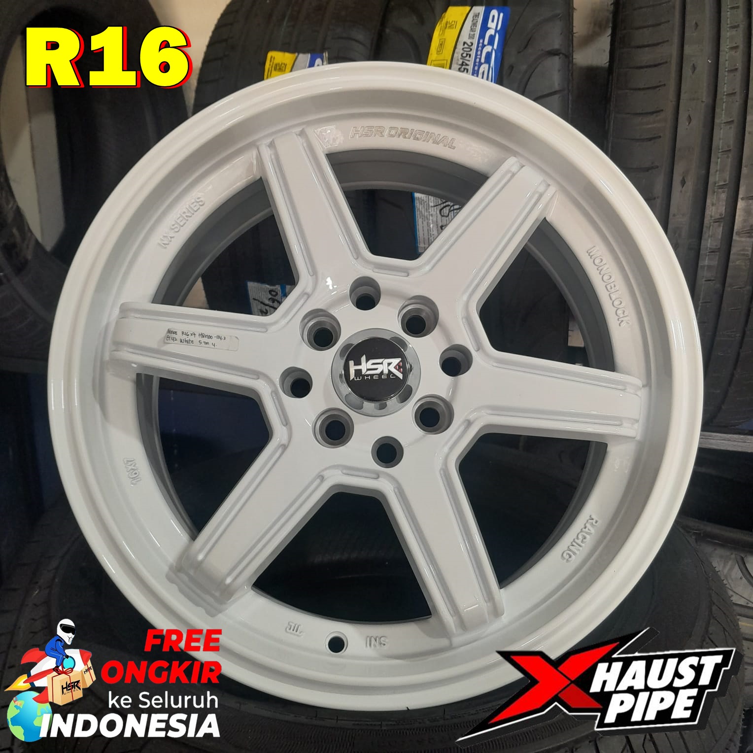 image-Velg R16x7 Hsr Minas Putih Untuk Brio Agya Ayla Velg Murah Ring 16
